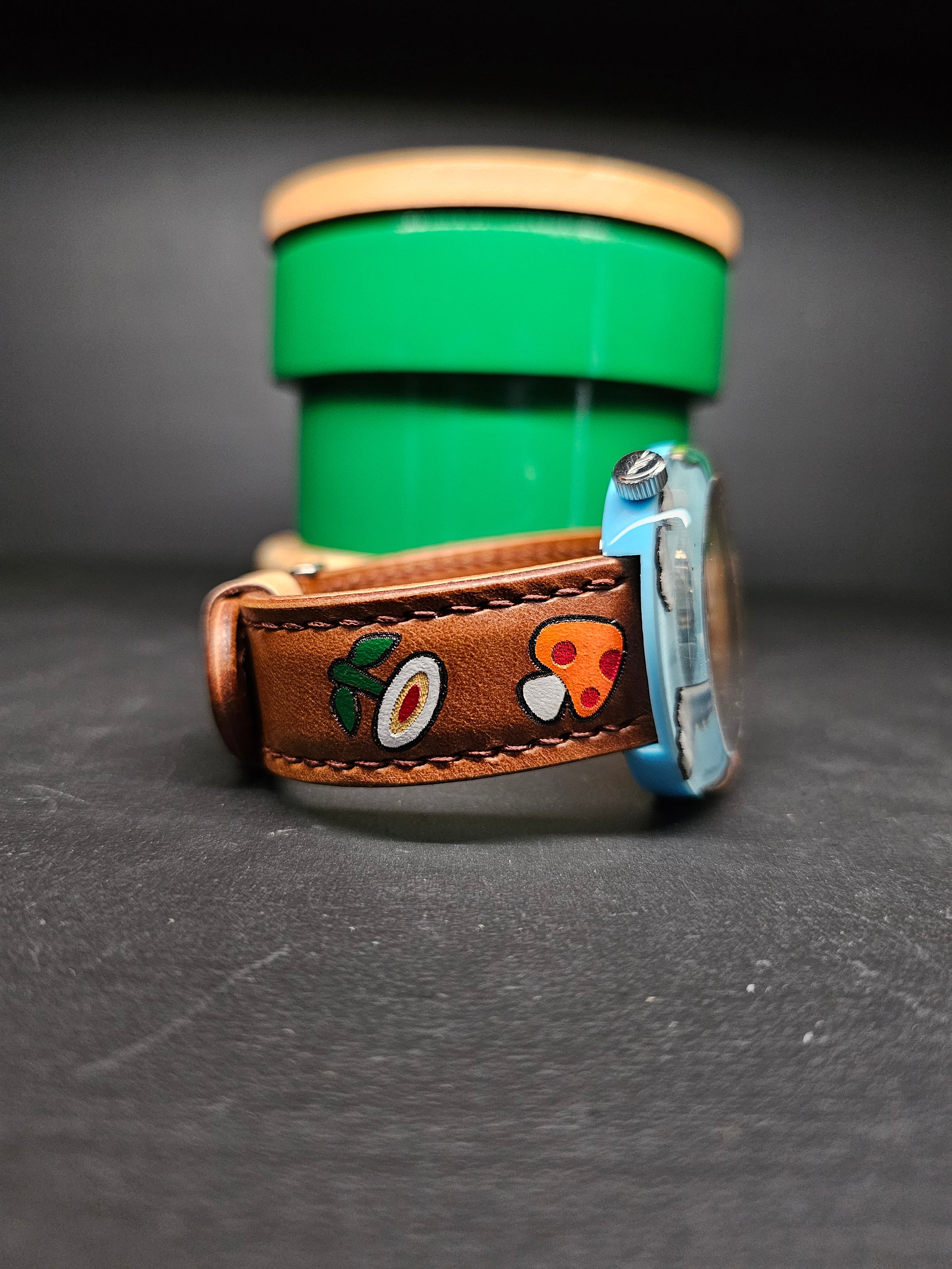 Unique Mario Custom Watch – Handcrafted Wood & Resin Timepiece