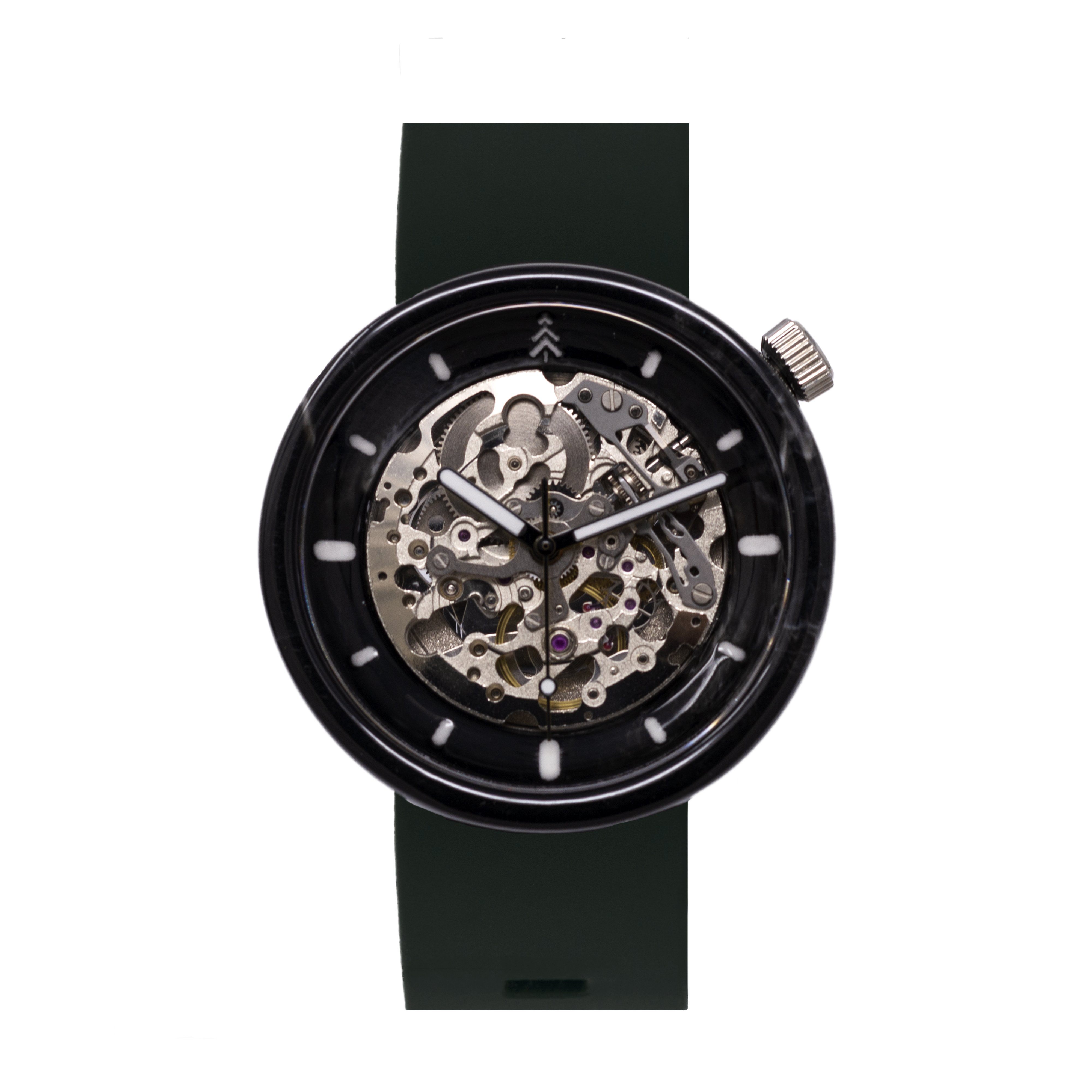 Black Marble Effect Mechanical Automatic Resin Watch