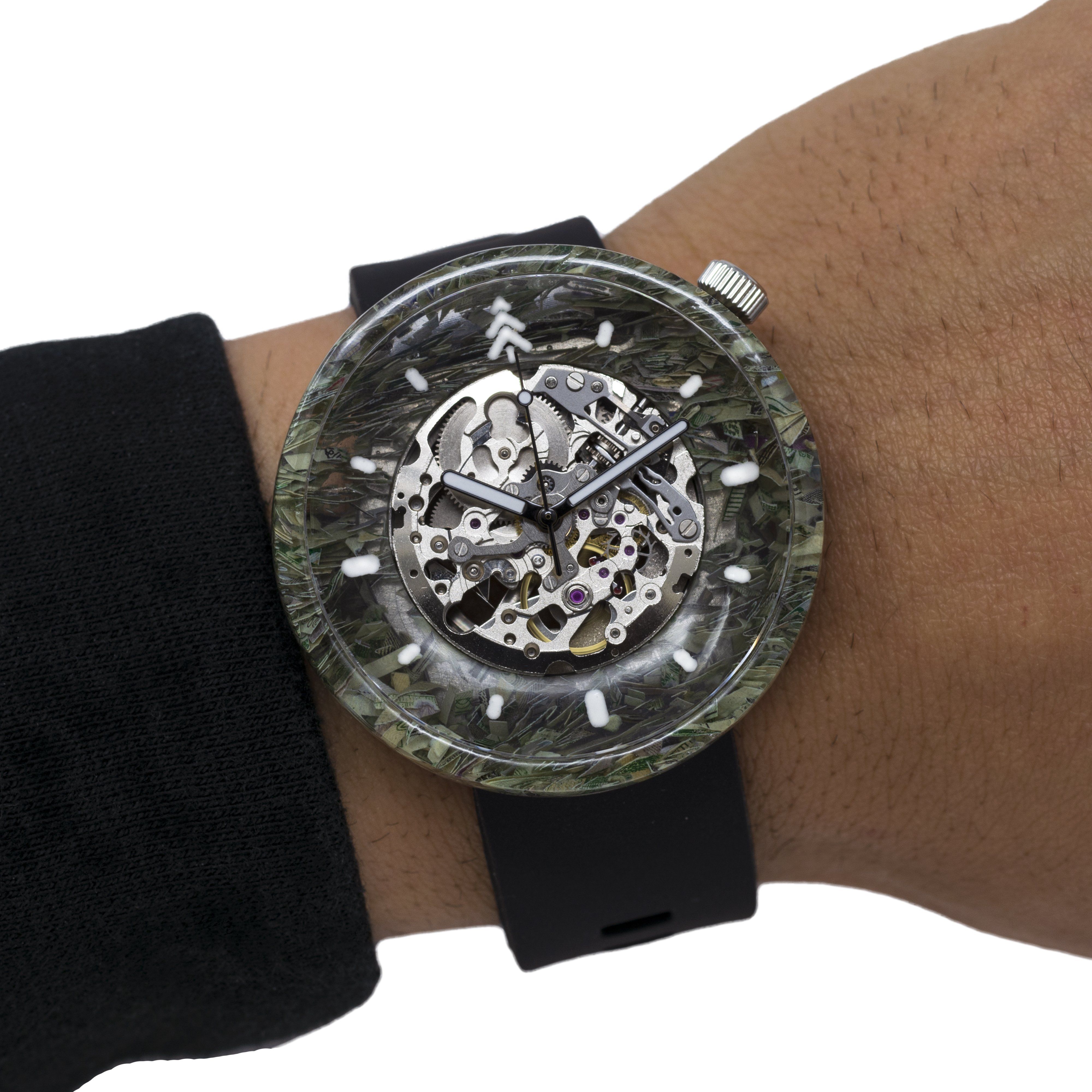 Shredded USD Epoxy Resin Watch by Pourcasso