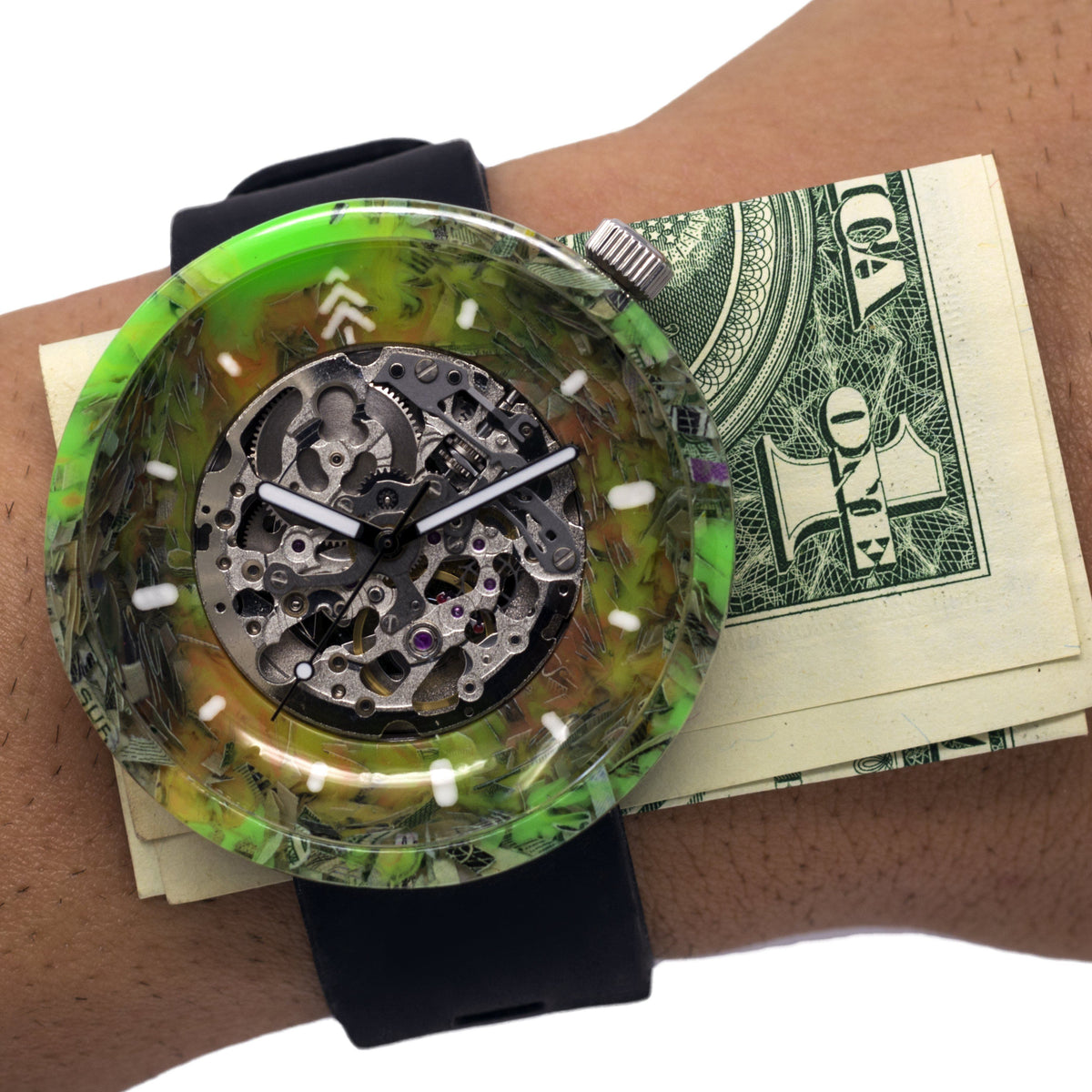 Shredded USD Epoxy Resin Watch by Pourcasso