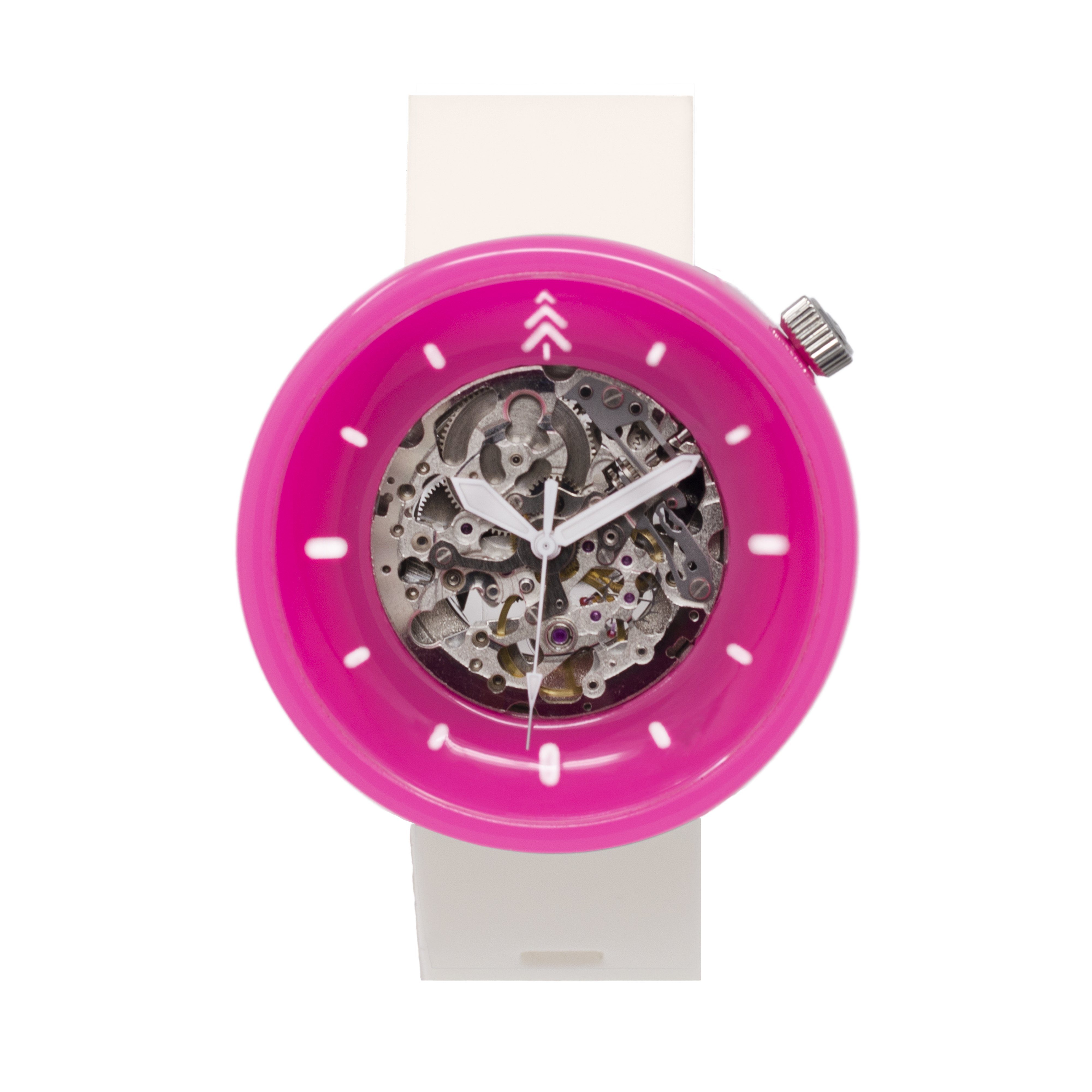 Fluorescent Neon Hot Pink Resin Automatic Watch