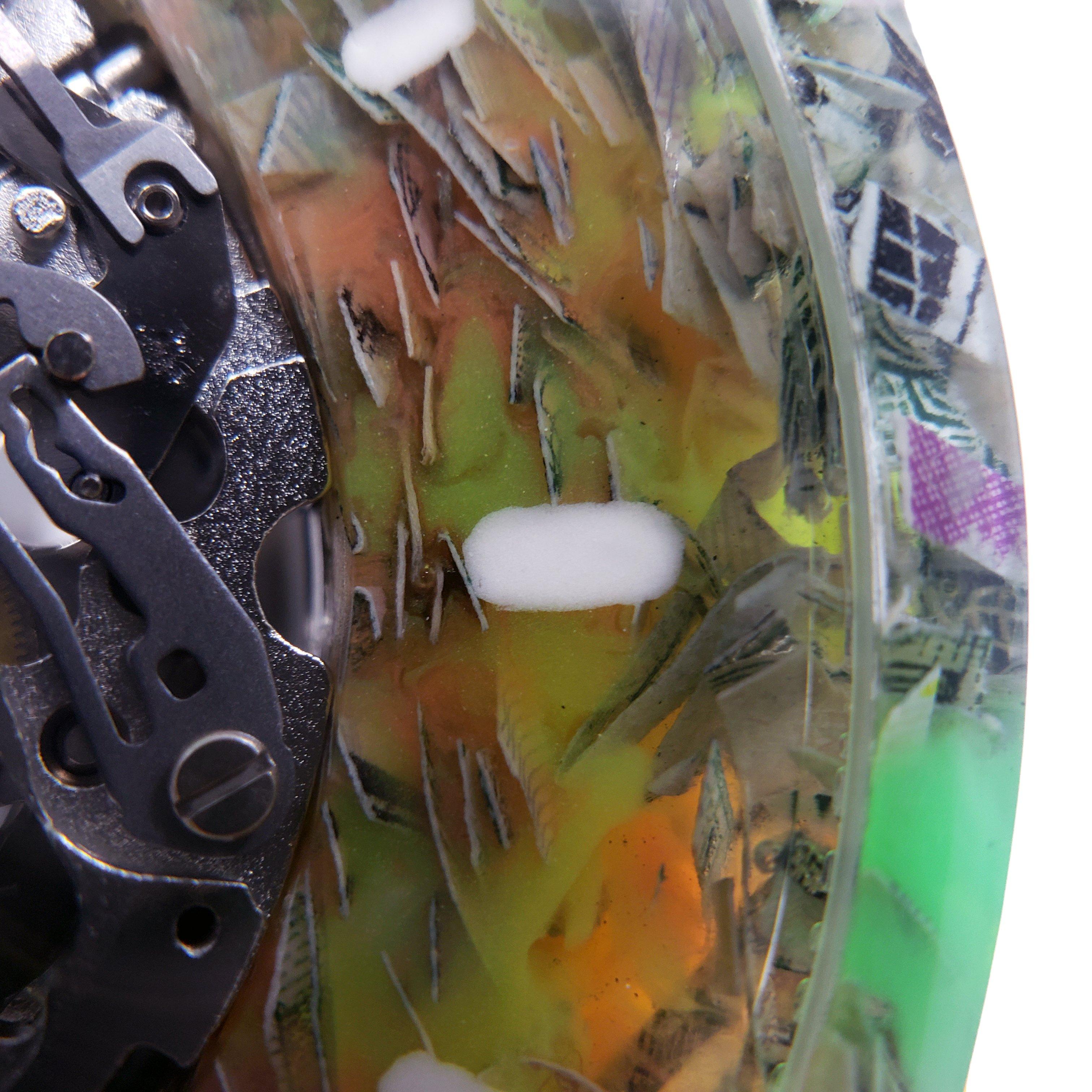 Shredded USD Epoxy Resin Watch by Pourcasso