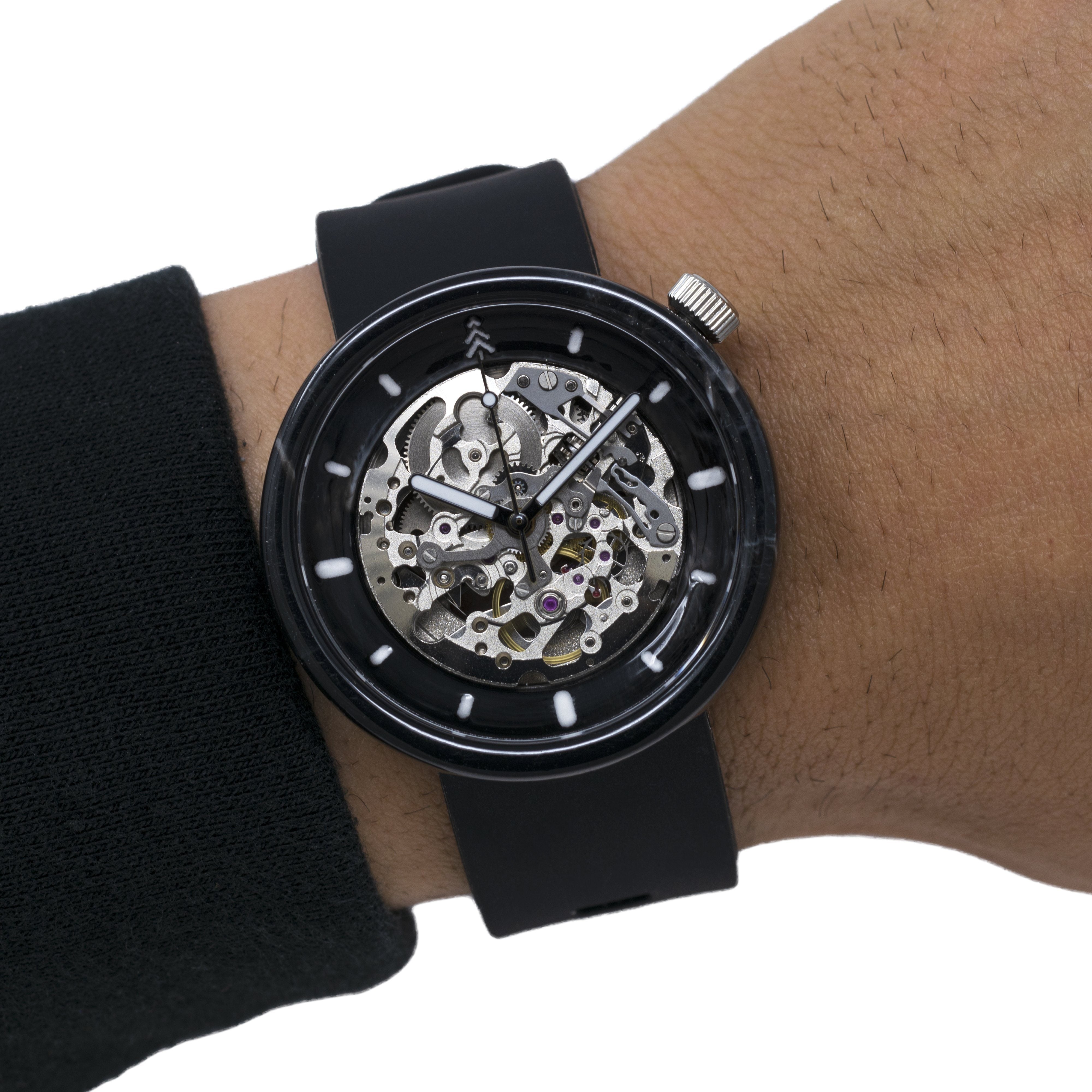 Black Marble Effect Mechanical Automatic Resin Watch