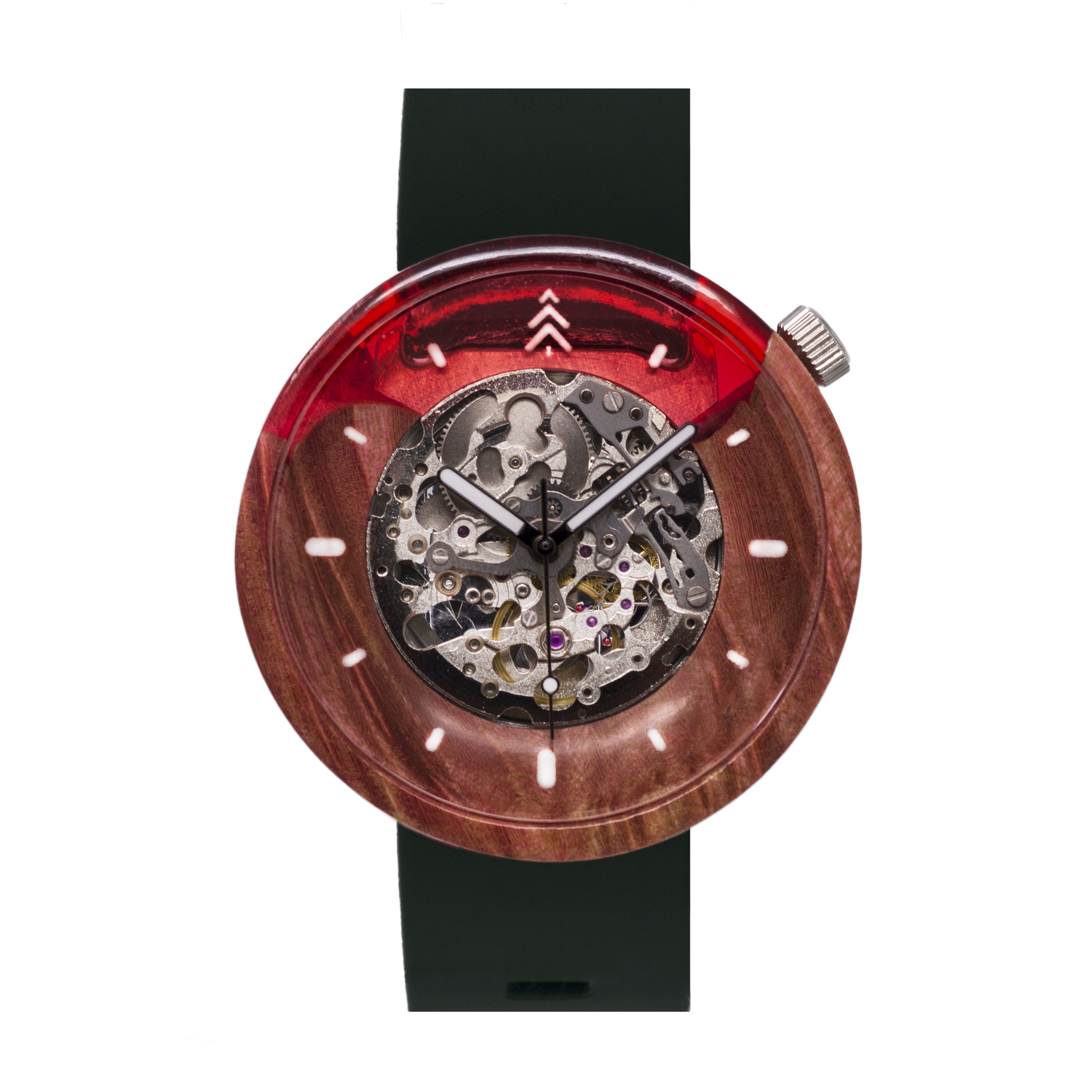 Red Wood and Resin Mechanical Watch