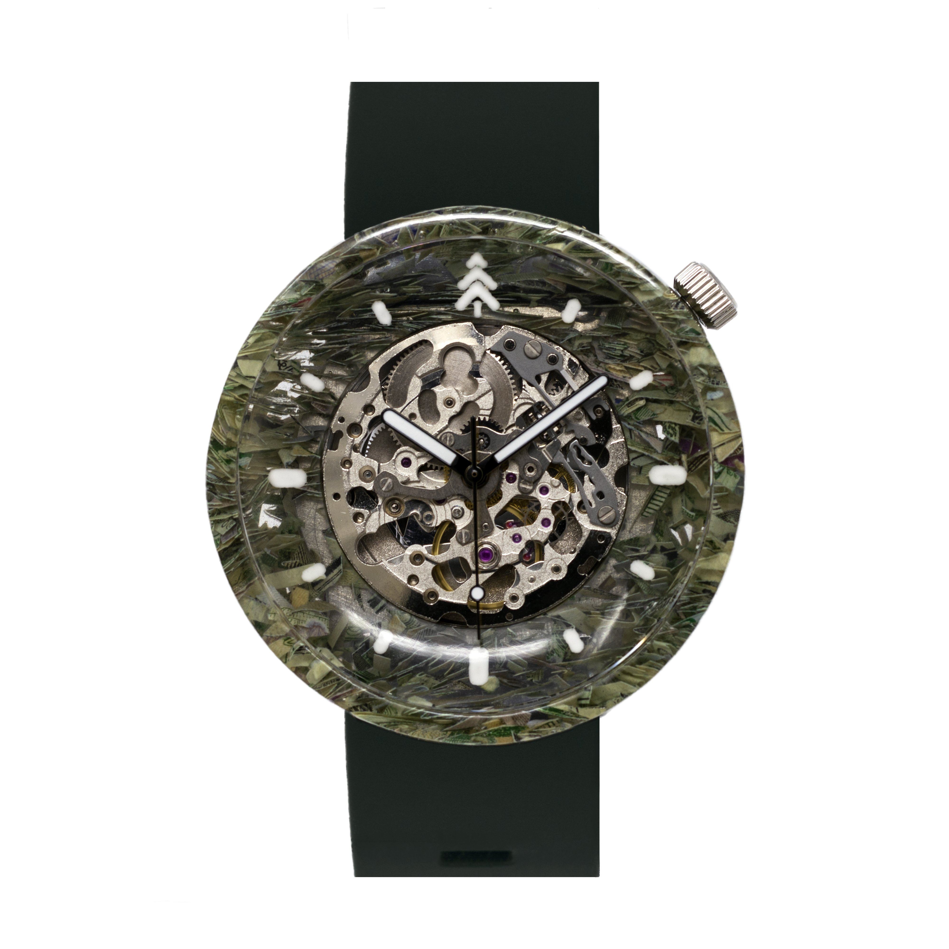 Shredded USD Epoxy Resin Watch by Pourcasso