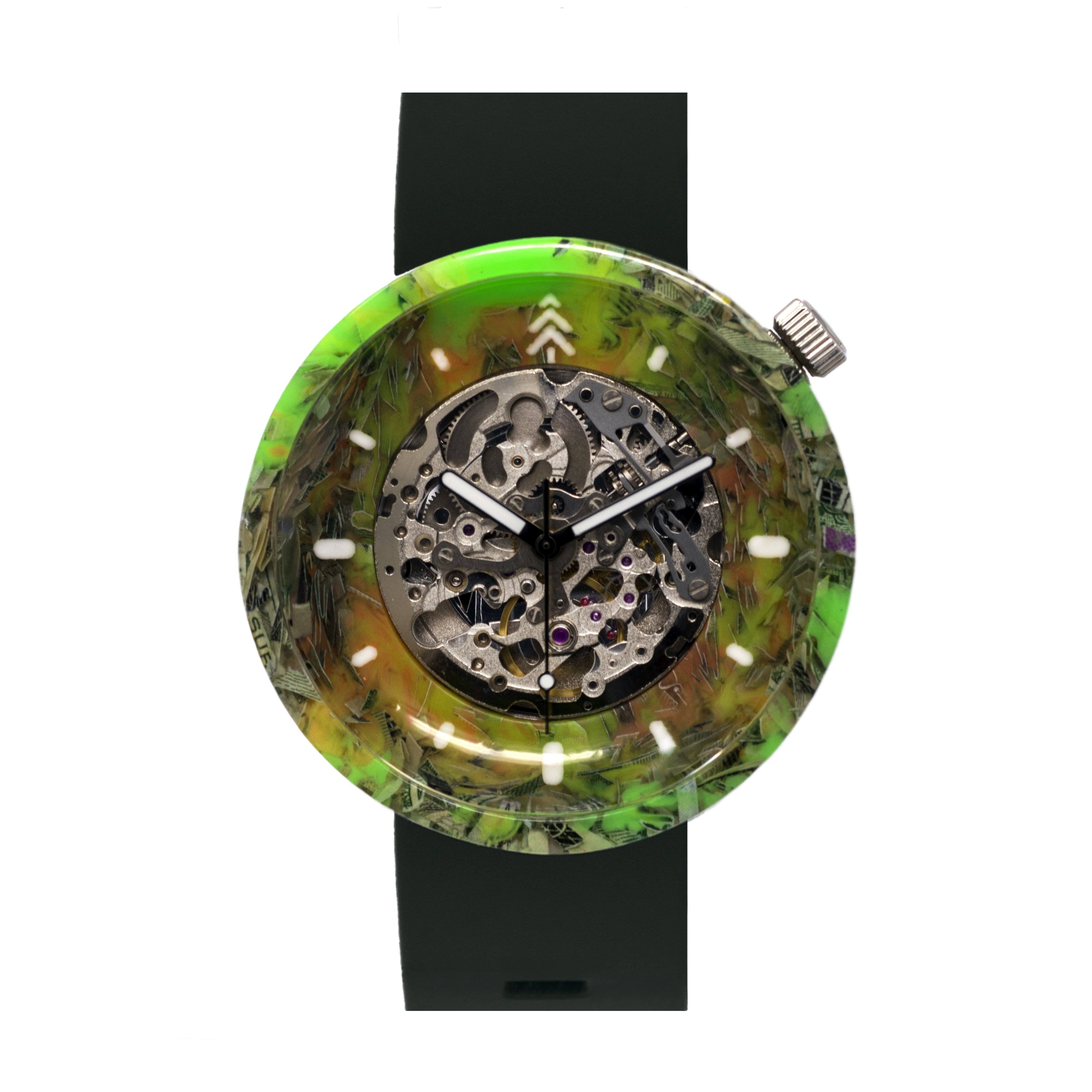 Shredded USD Epoxy Resin Watch by Pourcasso