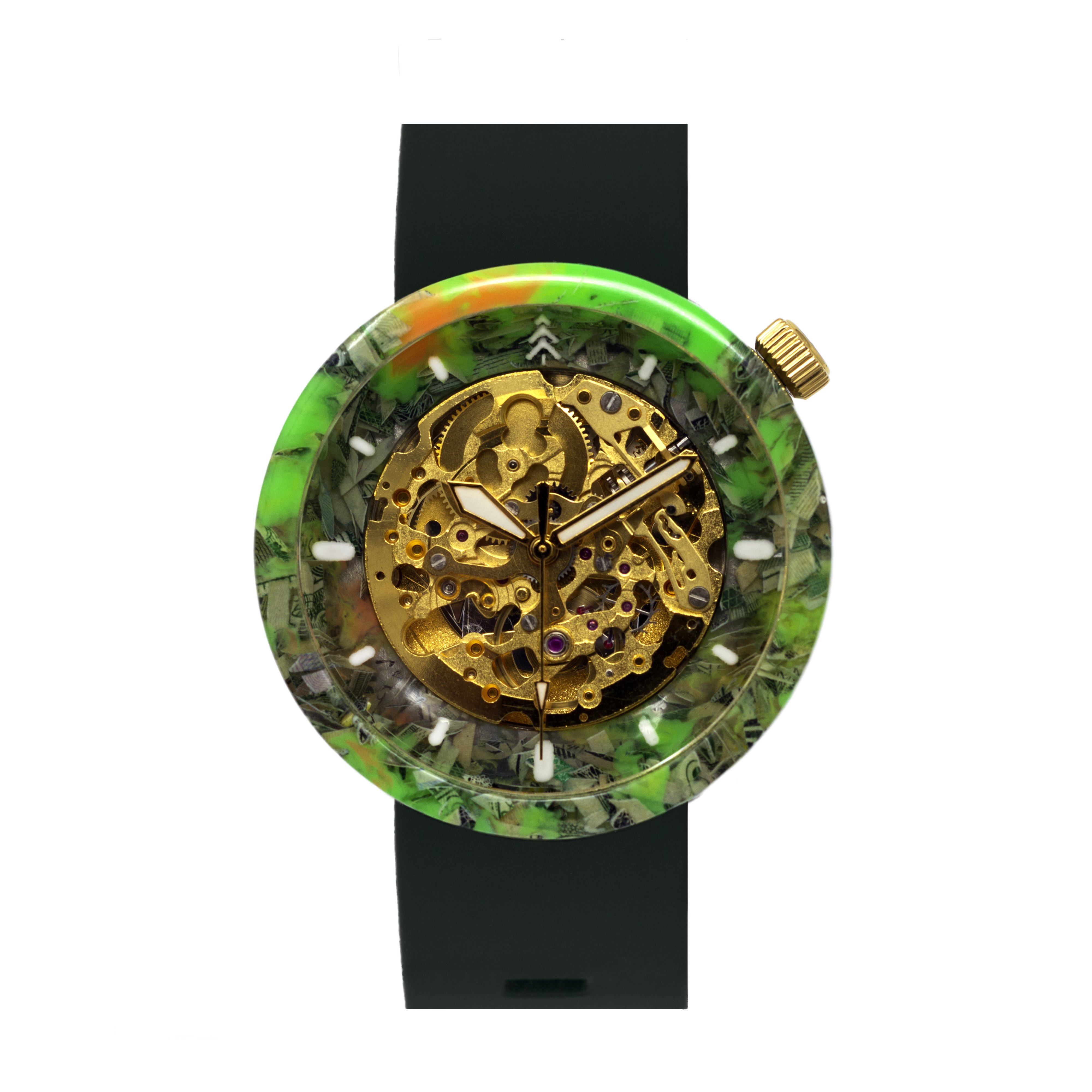 Shredded USD Epoxy Resin Watch by Pourcasso